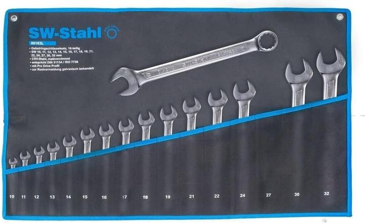 SW-Stahl 00163L Combination spanner set 10-32 mm, 16-piece I Open-end ...