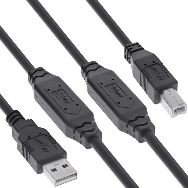 InLine USB 2.0 Aktiv-Kabel, USB-A Stecker zu USB-B Stecker, 25m - Galaxus