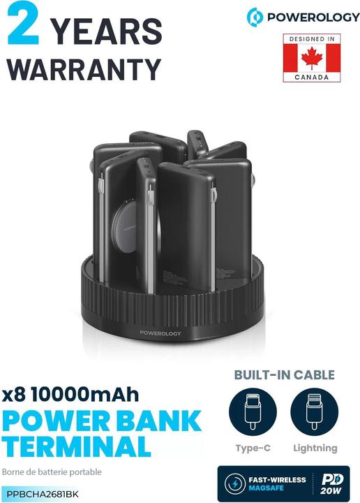 Powerology 8in1 Station 10000mAh PD 120W QC Wireless Power Bank - Digitec