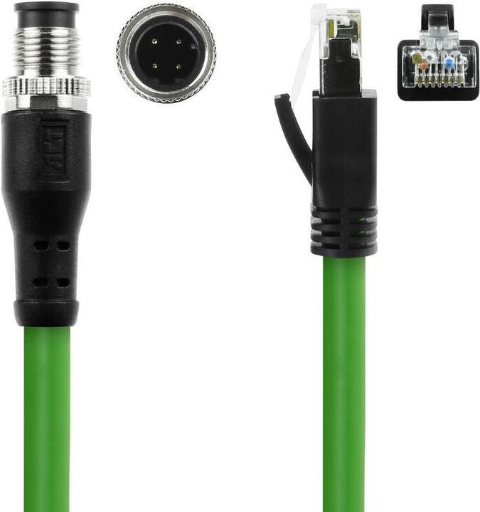 ACT Industrial 3.00 meters Sensor cable M12D 8-pin male right angled to ...