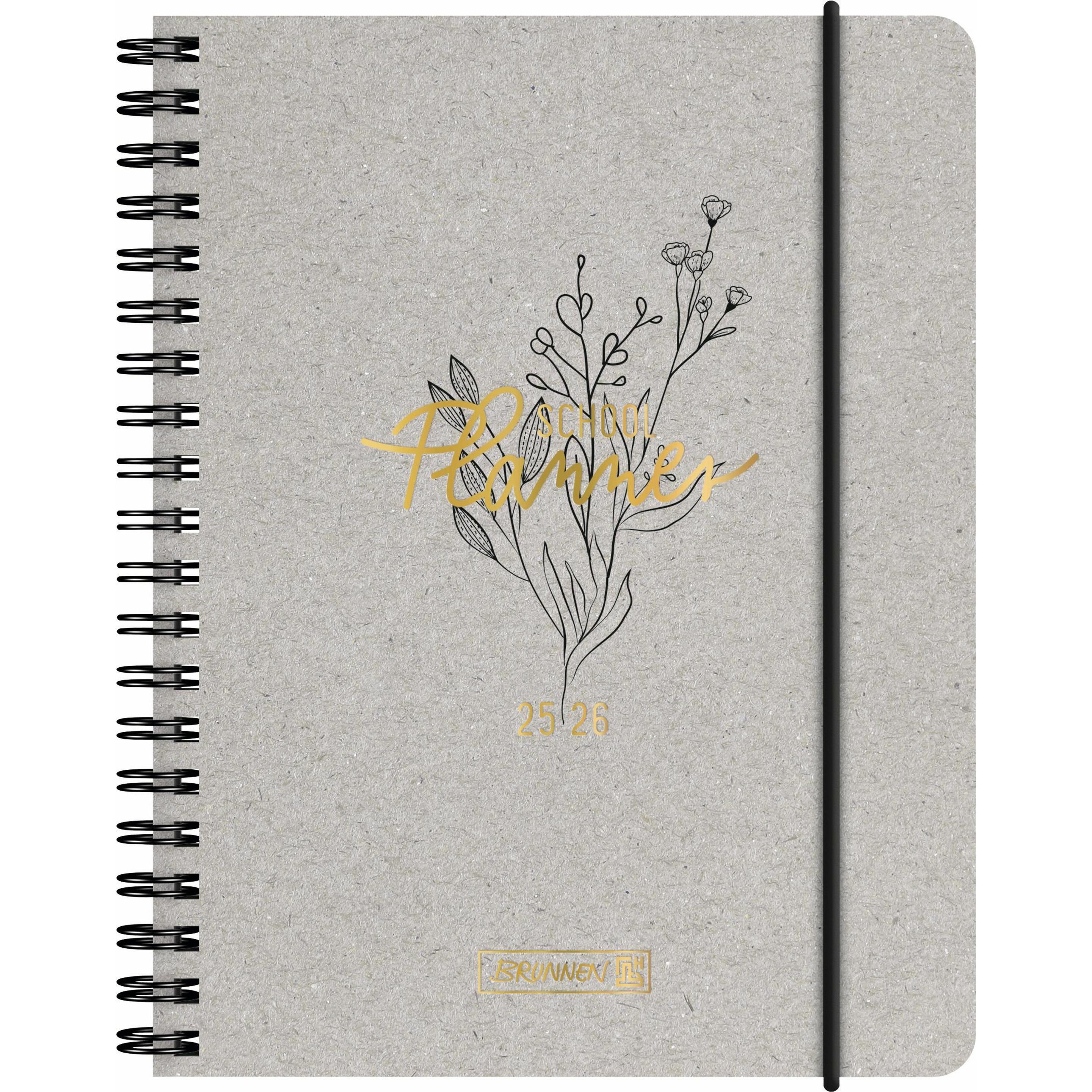 BRUNNEN Calendrier de bureau (2025/2026) 'Botanical', 2 pages = 1 semaine, A6, 208 pages, carton ...