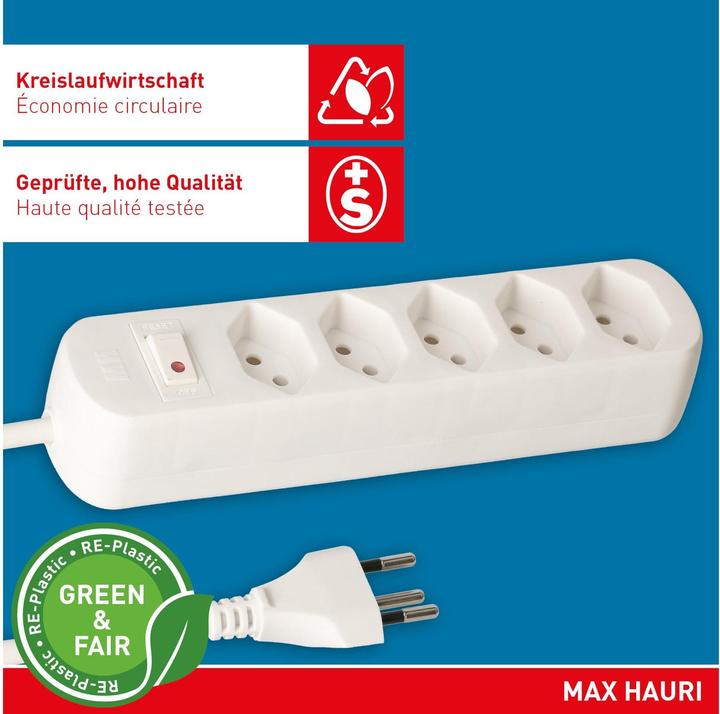 Max Hauri Steckdosenleiste Basic Line 5x Typ 13 ws Schalter 1.5m Green ...