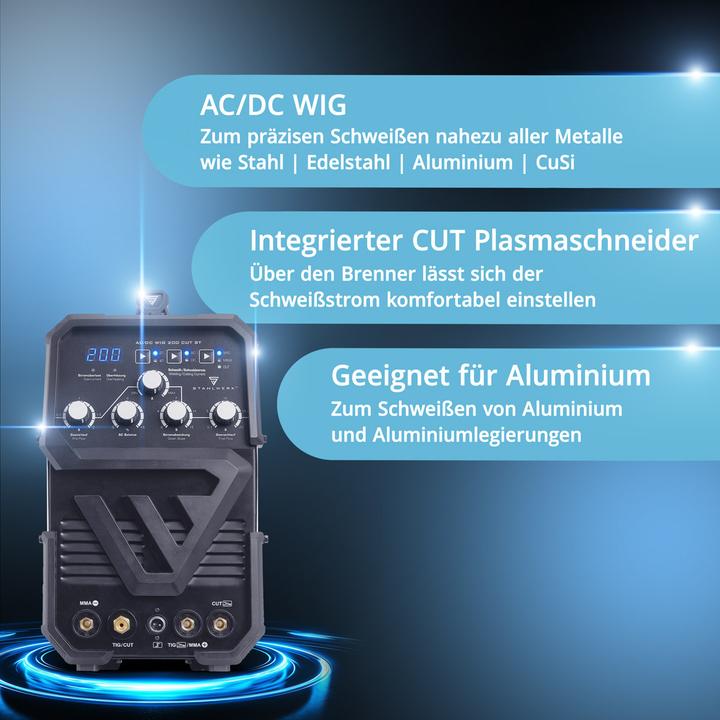 Stahlwerk Schweissgerät AC/DC WIG 200 CUT mit MMA und integriertem ...