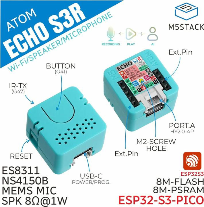 M5Stack ATOM EchoS3R Smart Speaker Development Kit - Galaxus
