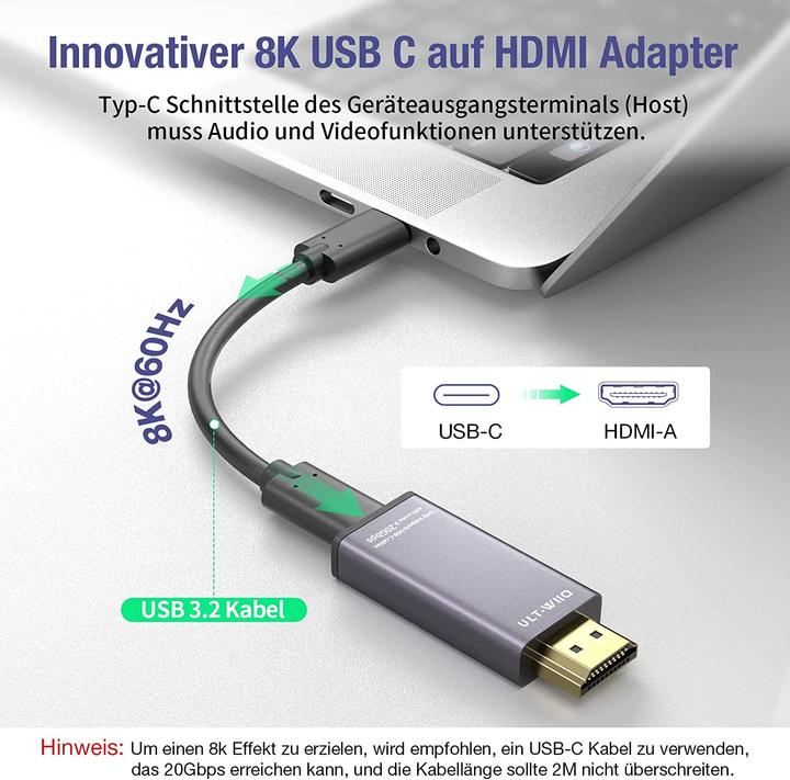 Ult-Wiiq USB C auf HDMI 2.1 Adapter 4K 120Hz - kaufen bei Digitec