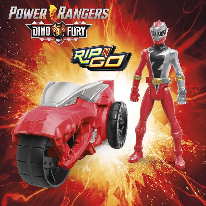 Power Rangers Dino Fury Rip N Go T-Rex Battle-Bike en Rode Ranger, 15 ...