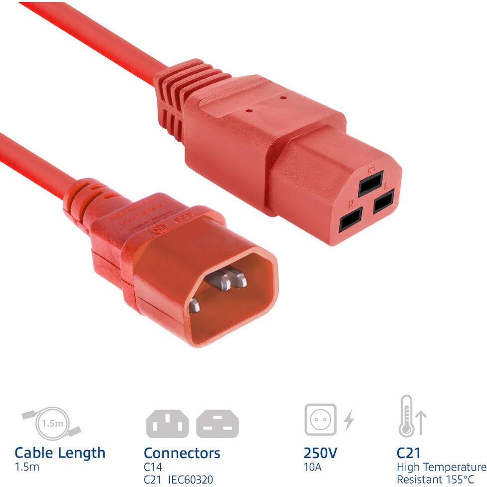 ACT Powercord C14 - C21 IEC60320 red 1.5 m - kaufen bei Digitec