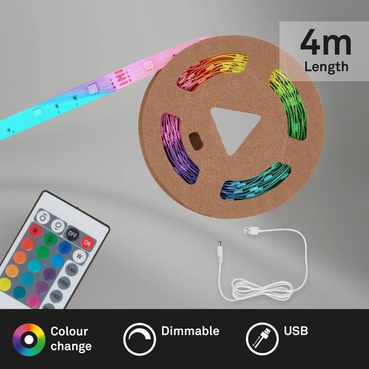 Briloner RGB-LED Flexband, 4m, 120xRGB-LED/0,04W, incl. USB - Digitec