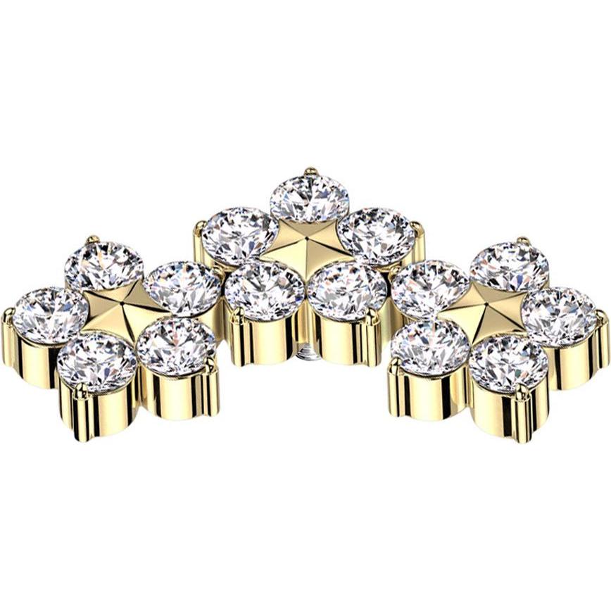 Star Piercing Dermal Anchor vergoldet drei Blumen mit Stern Kristalle ...