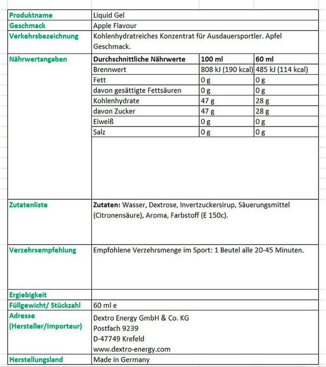 Dextro Energy Liquid Gel Box Apple 18 x 60ml - kaufen bei Galaxus