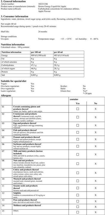 Dextro Energy Liquid Gel Box Apple 18 x 60ml - kaufen bei Galaxus