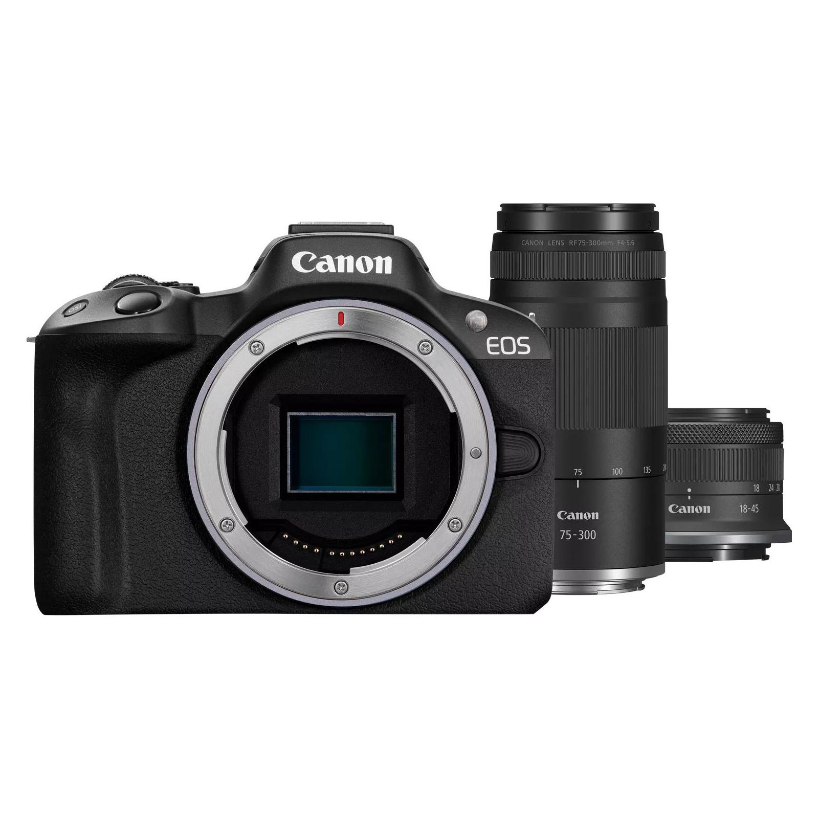 Canon EOS R50 Black + RF-S 18-45mm + RF 75-300mm (18 - 150 mm, 24.20 ...