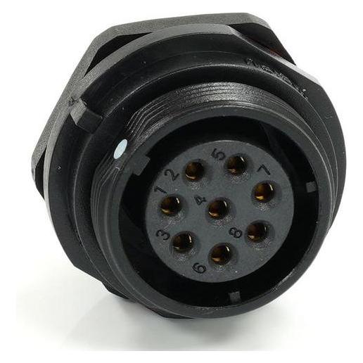 RS PRO 21 mm round plug connector socket 8-pin / 10A, panel mounting ...