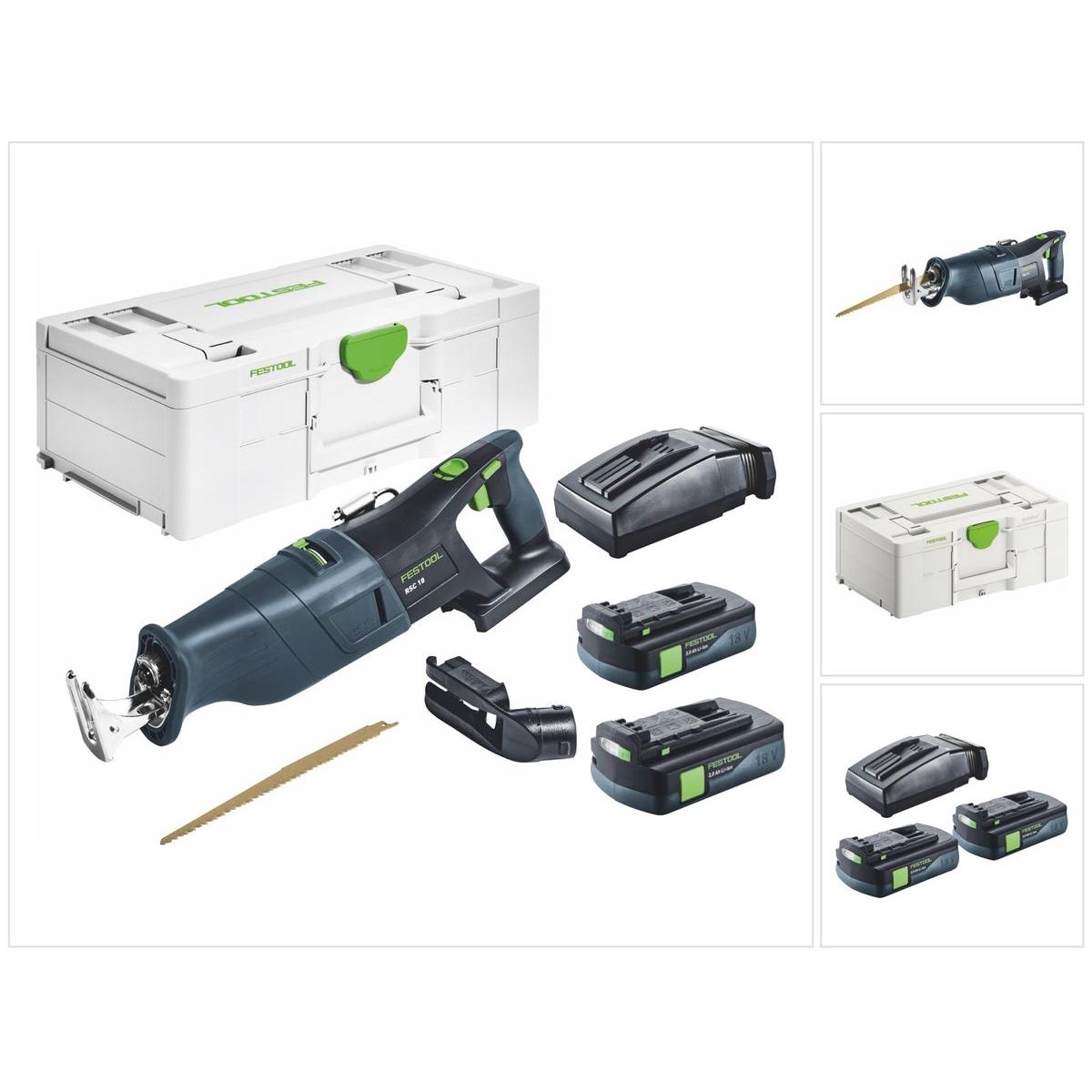 Festool RSC 18 EB-Basic Akku Säbelsäge 18 V Brushless + 2x Akku 3,0 Ah ...